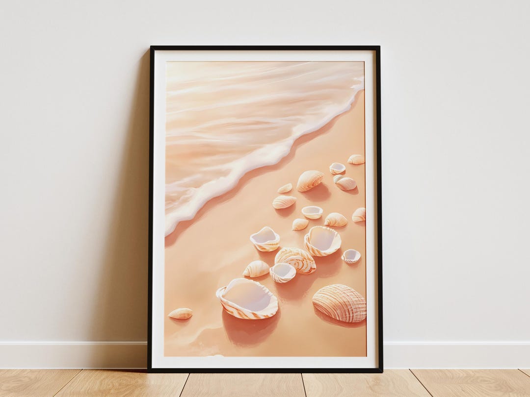 Seashell Beach Poster Coastal Wall Art Summer Beach Print Ocean Decor ...