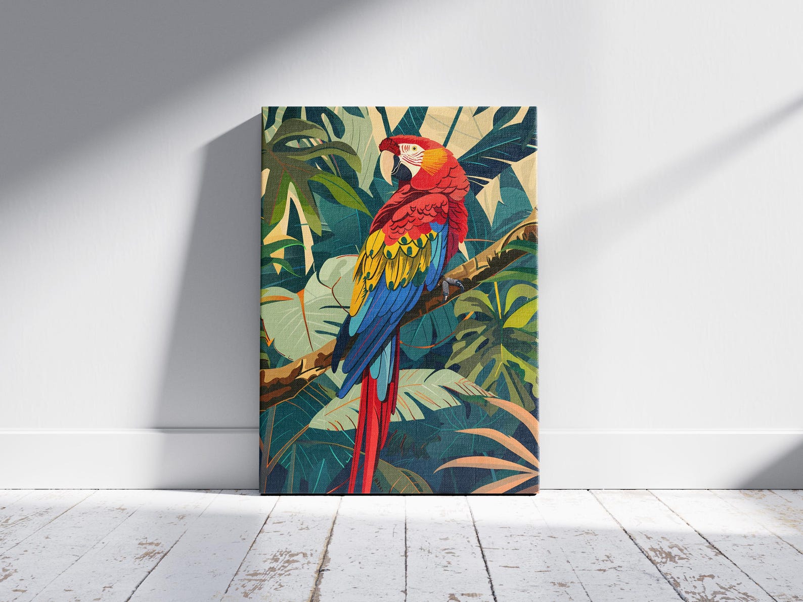 Tropical Rainforest Parrot Poster Colorful Bird Art Print Jungle Animal ...