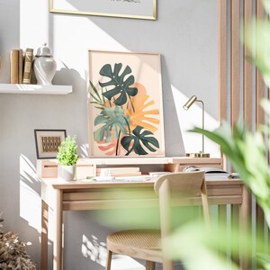 Tropical Leaf Poster Modern Minimalist Boho Art Print Wall Decor Home ...