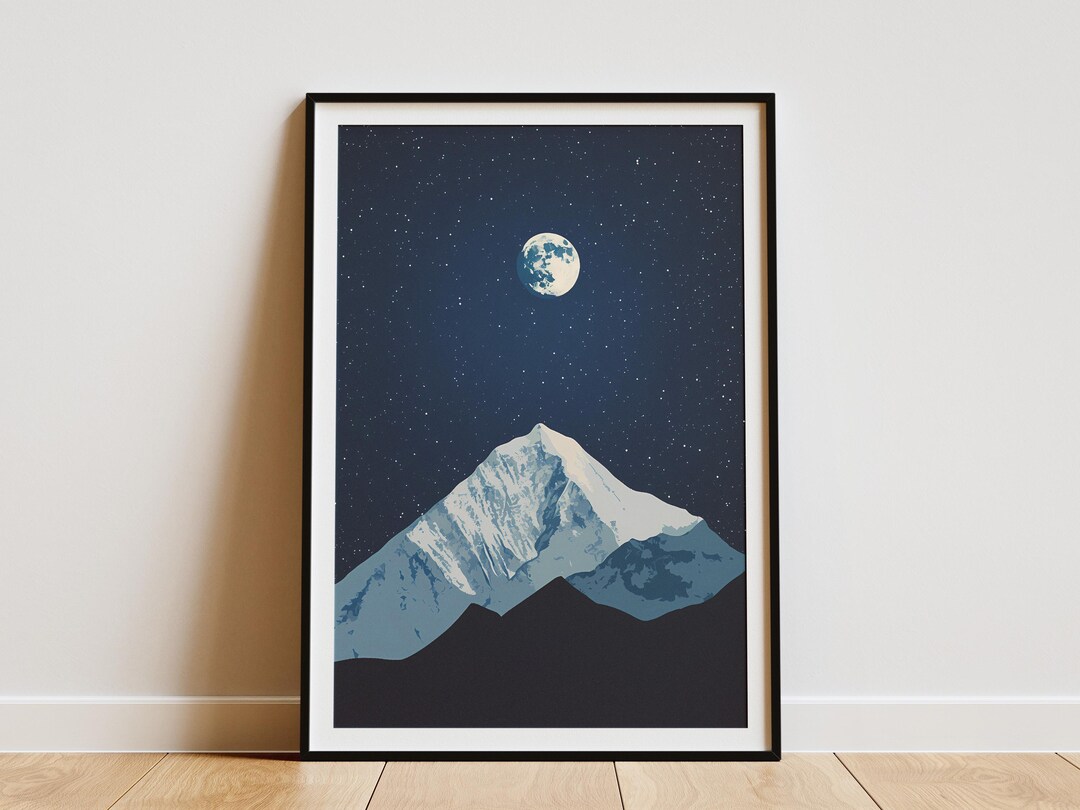 Sagarmatha National Park Poster Nepal Print Everest Moonlit Scene ...