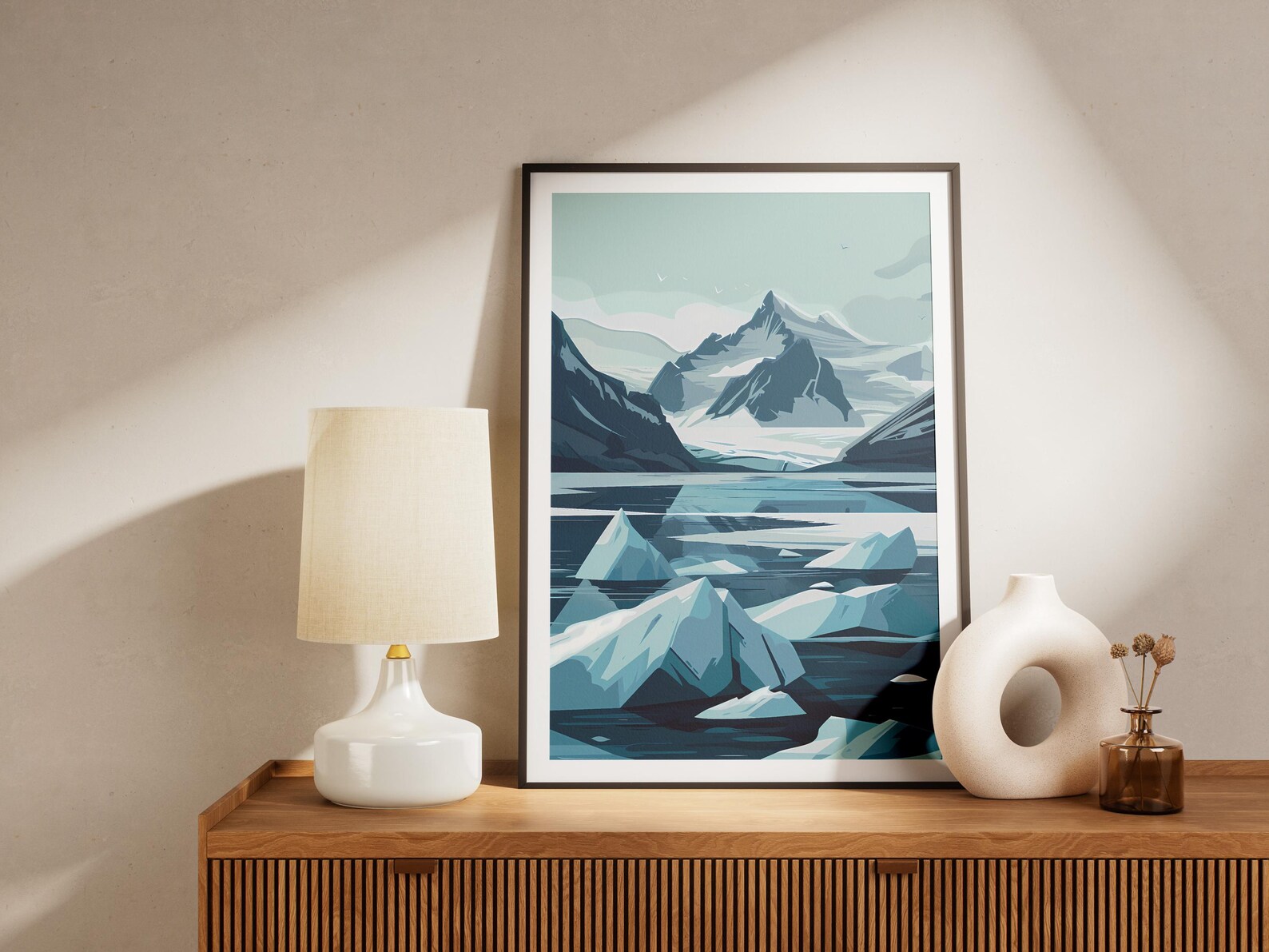Iceland Glacier Poster Minimalist Art Print Mountain Landscape Wall ...