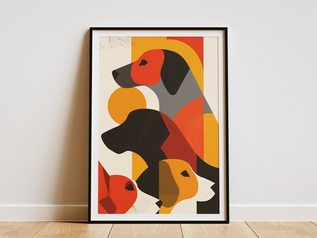 Minimalist Dog Poster Geometric Dog Art Print Abstract Animal Wall Art ...