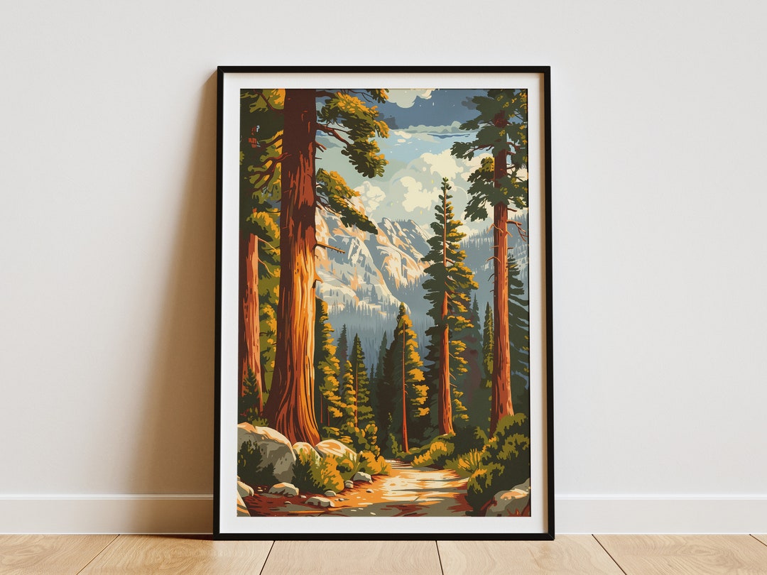 Sequoia National Park Poster Vintage Travel Poster Abstract Midcentury ...