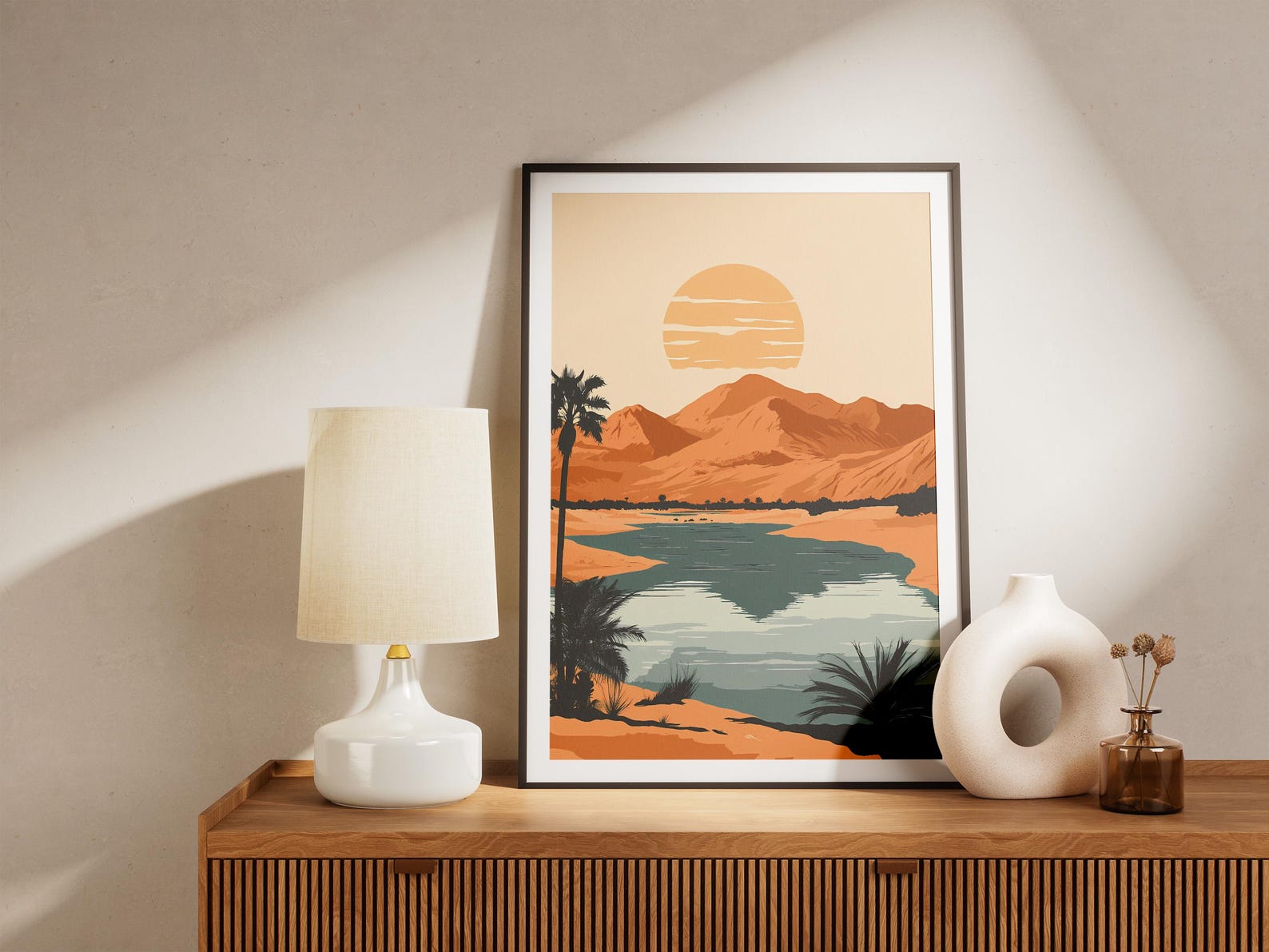 Ounianga Lakes Chad Desert Landscape Print African Oasis Poster Vintage ...