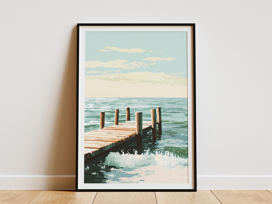 Ocean Wave Poster Coastal Art Print Beach House Decor Summer Vacation ...