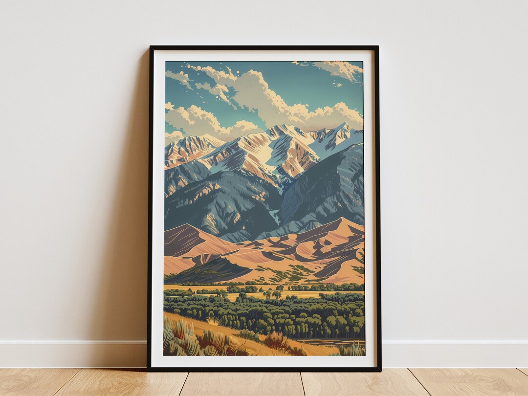 Great Sand Dunes National Park Poster Vintage Travel Poster Landscape ...