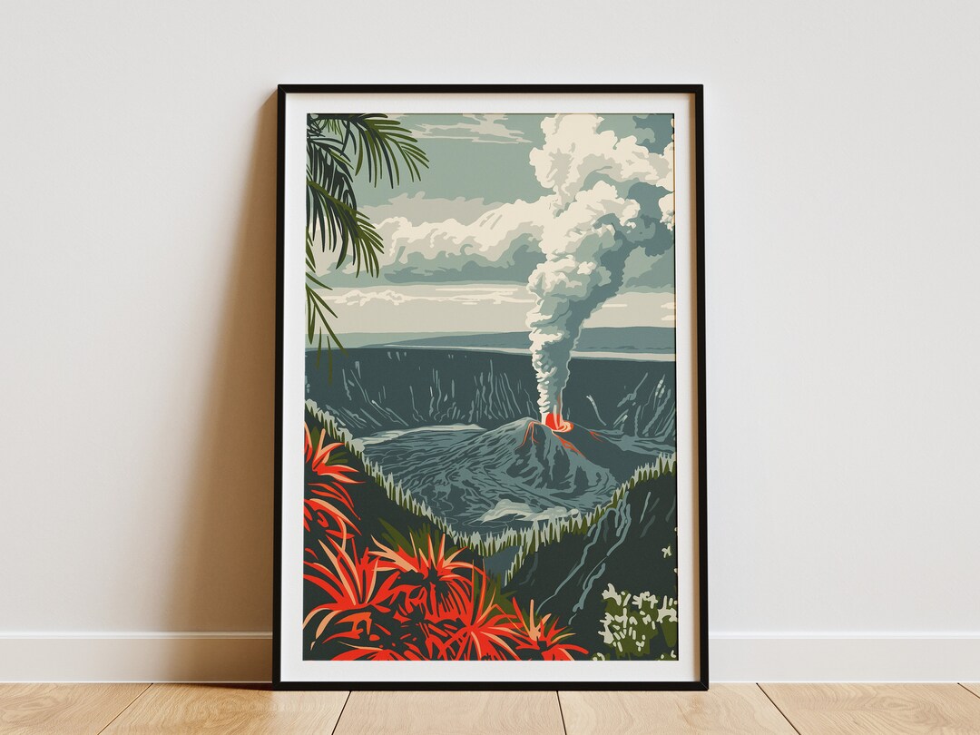 Hawaii Volcanoes National Park Poster Vintage Travel Poster Landscape ...