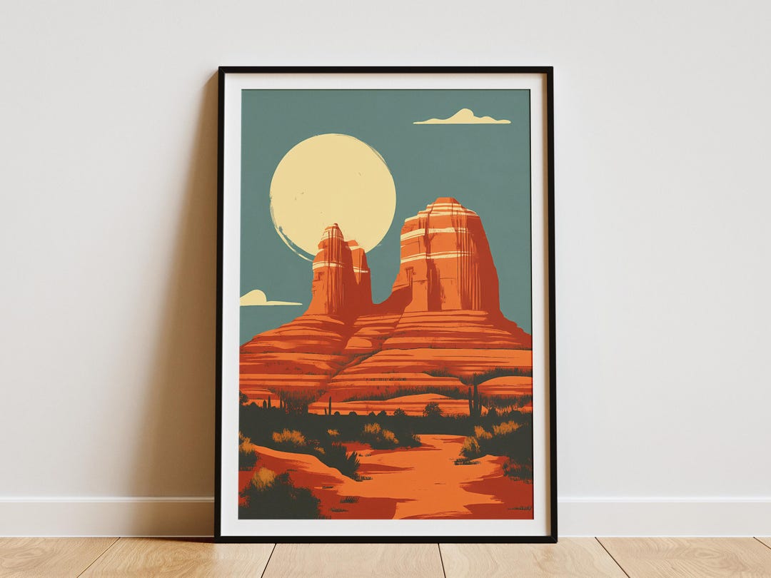 Sedona Arizona Red Rocks Poster Print Southwestern Desert Landscape Art ...