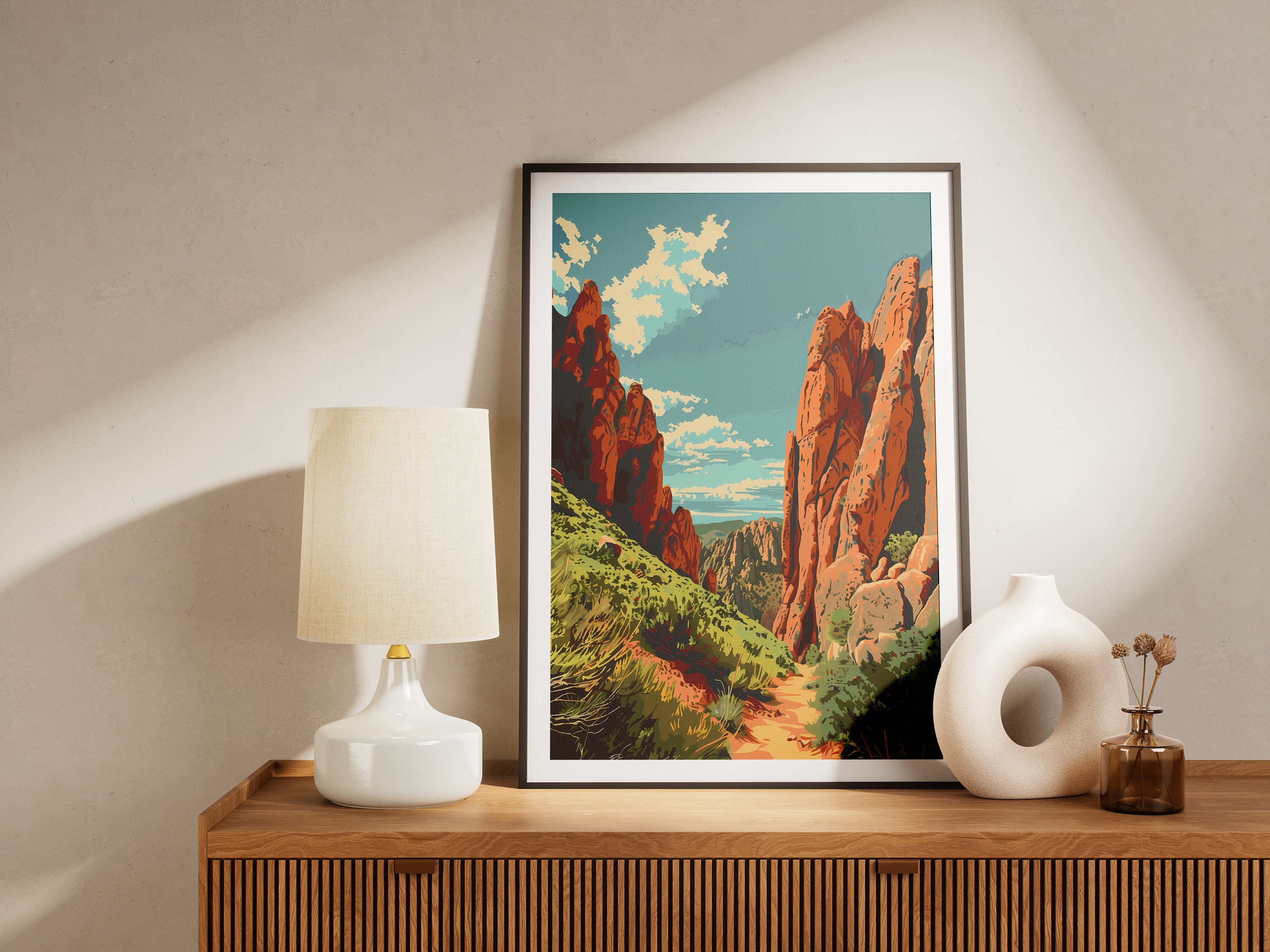 Pinnacles National Park Poster Vintage Travel Poster California Hiking ...