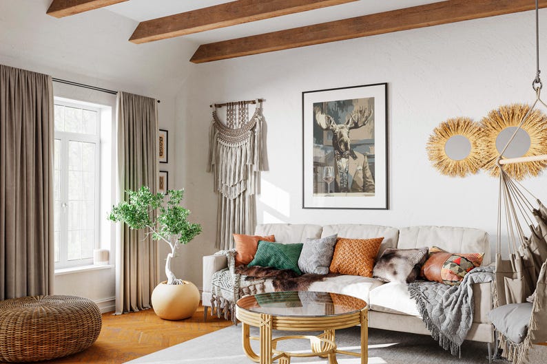 Dapper Moose Drinking Wine Animal Portrait Wall Art Print Modern ...