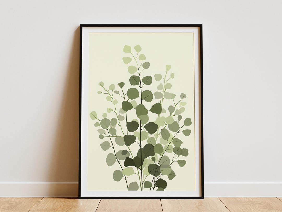 Minimalist Greenery Poster Eucalyptus Leaf Print Botanical Art ...