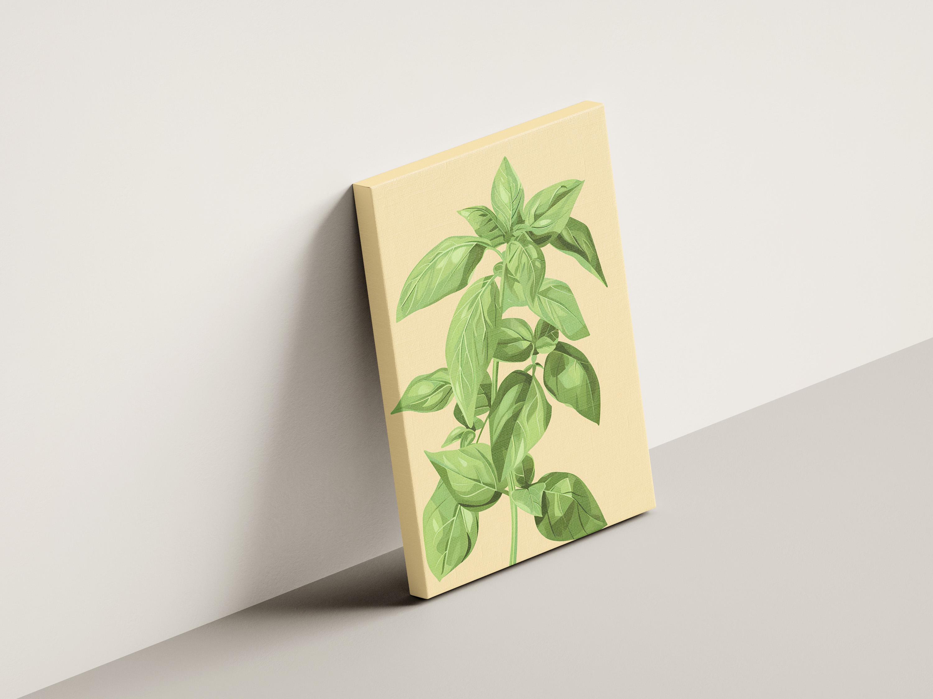 Minimalist Basil Plant Illustration Botanical Art Print Kitchen Wall ...
