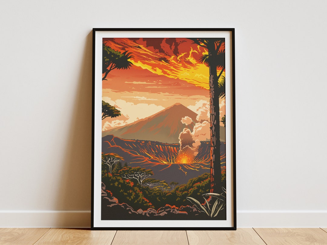Hawaii Volcanoes National Park Poster Vintage Travel Poster Landscape ...