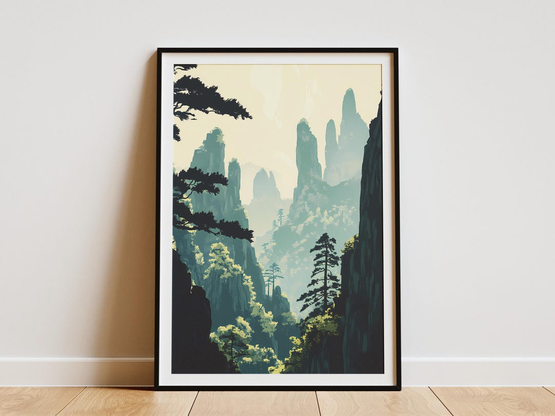 Wulingyuan China Landscape Poster Flat Illustration Print Modern ...