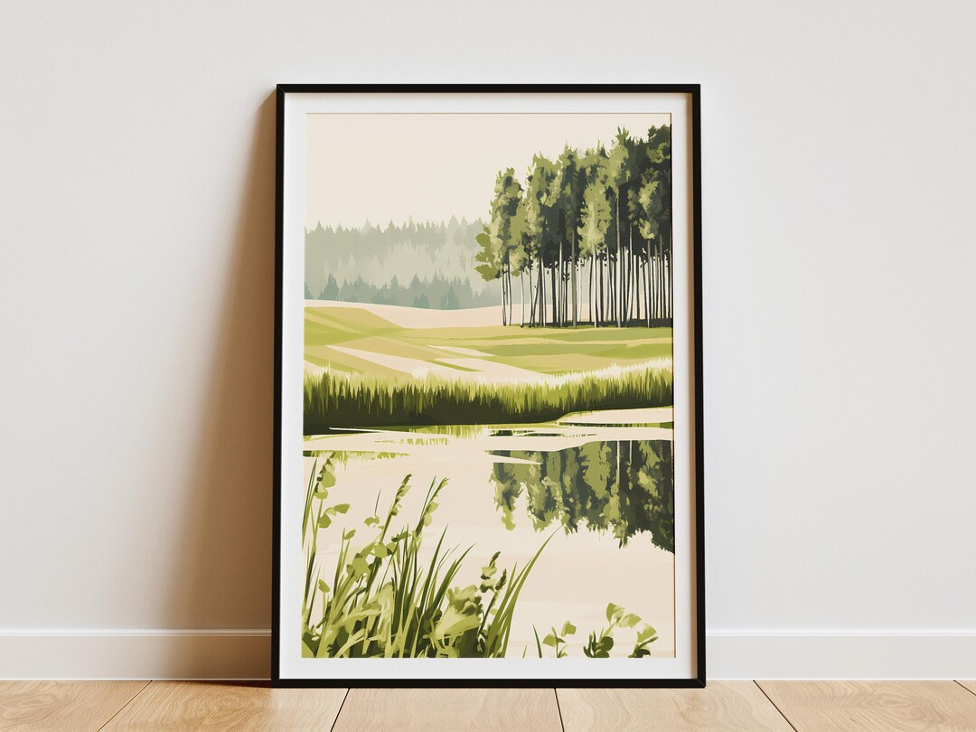 Spring Landscape Posternature Art Printmodern Minimalist Wall Decorlake ...