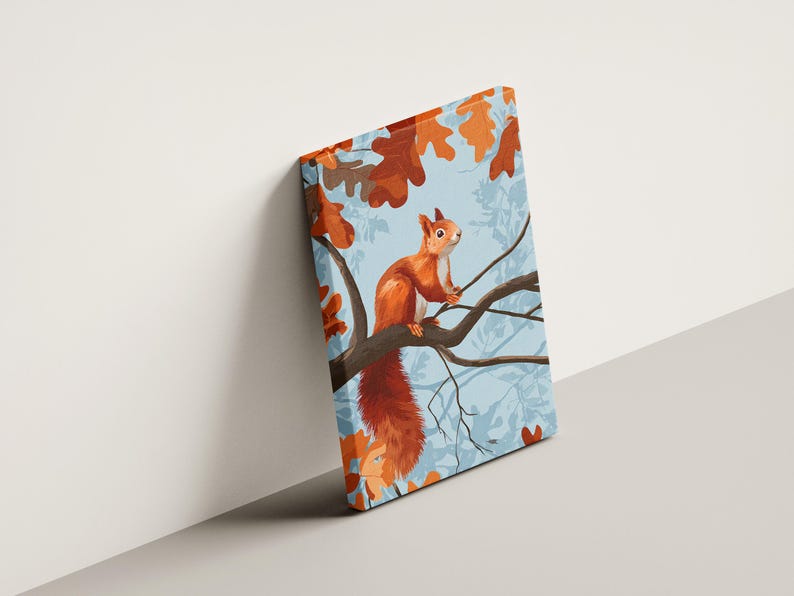 Charming Autumn Squirrel Art Print Fall Nature Decor Woodland Animal ...