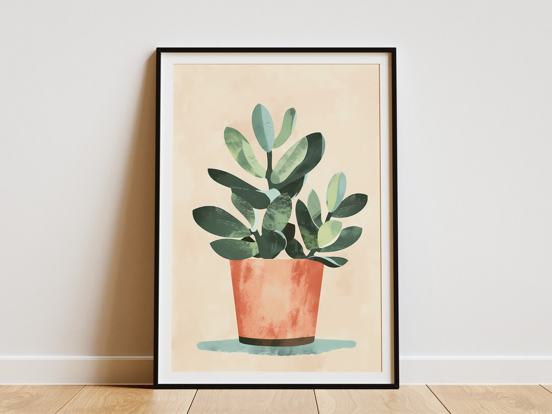 Minimalist Plant Poster Modern Home Decor Green Watercolor Botanical ...