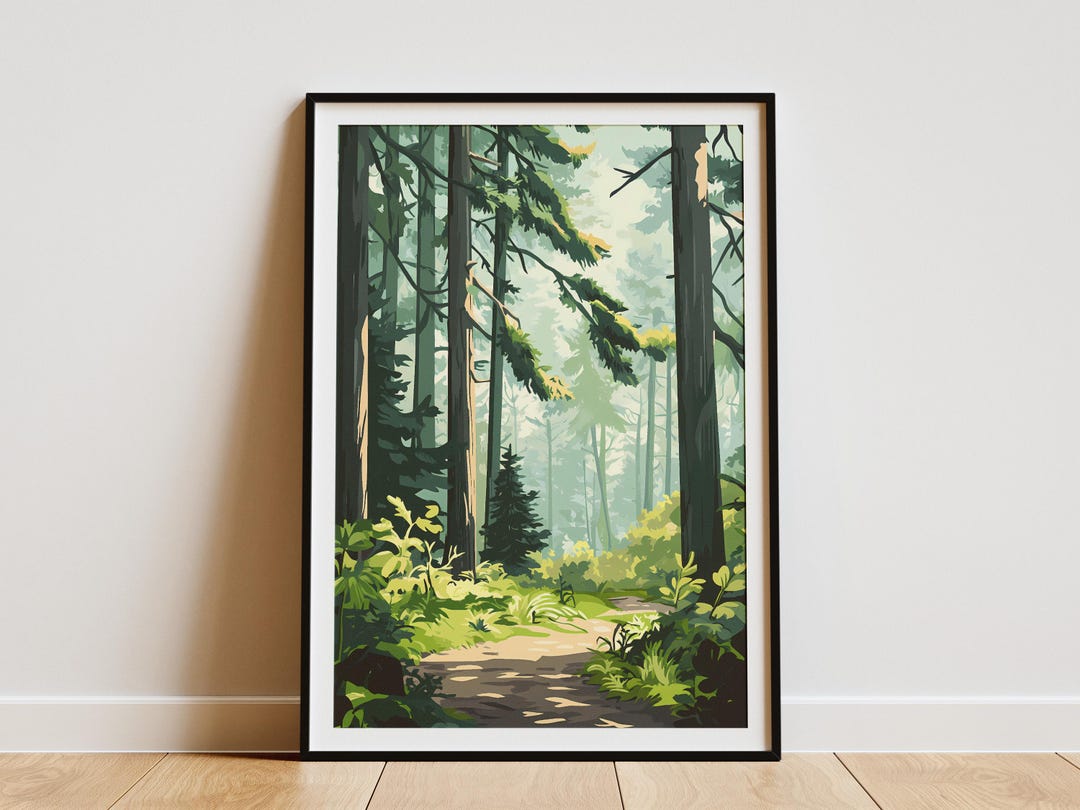 Forest Path Poster Nature Art Print Green Trees Poster Nature ...