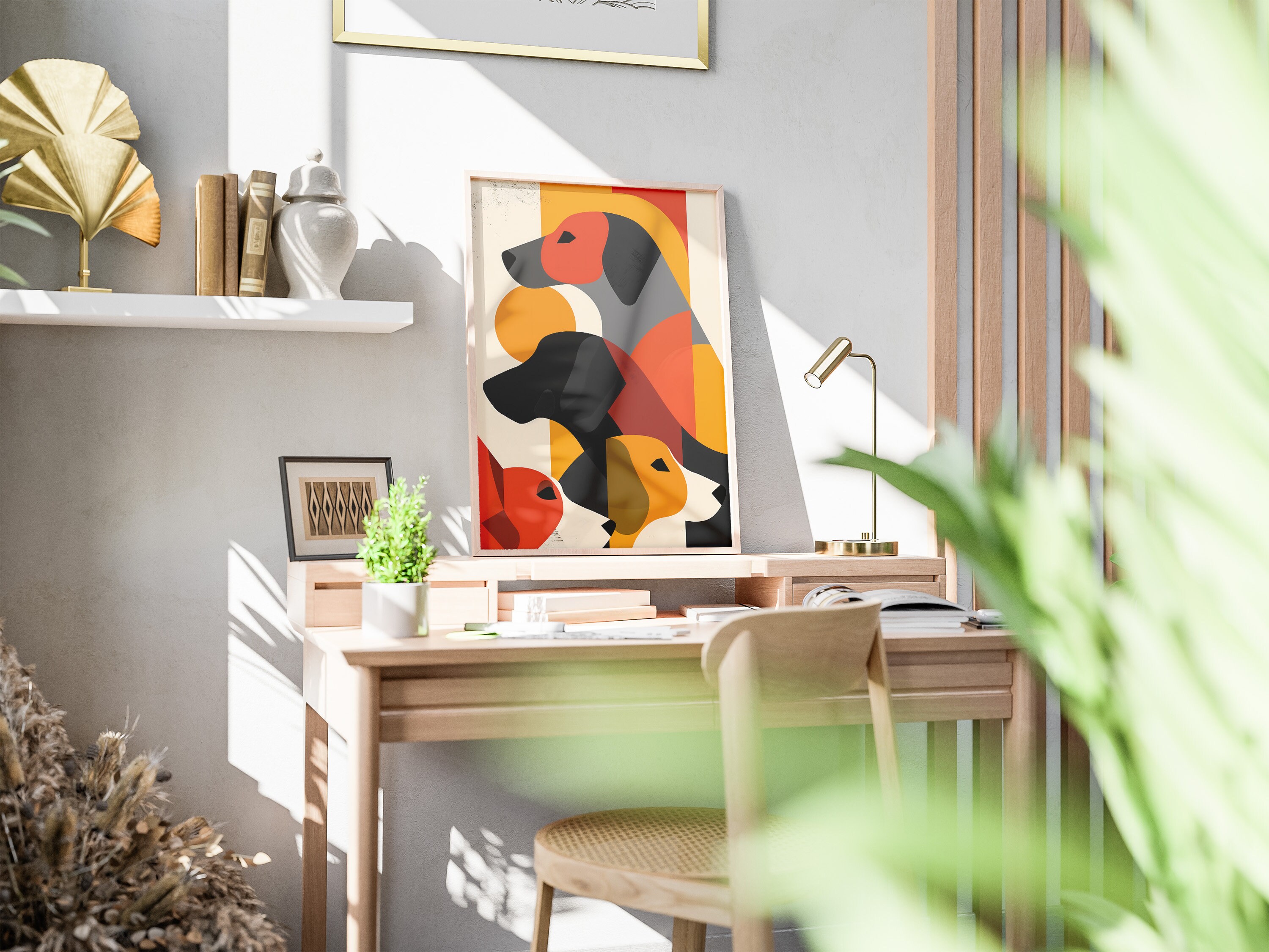 Minimalist Dog Poster Geometric Dog Art Print Abstract Animal Wall Art ...