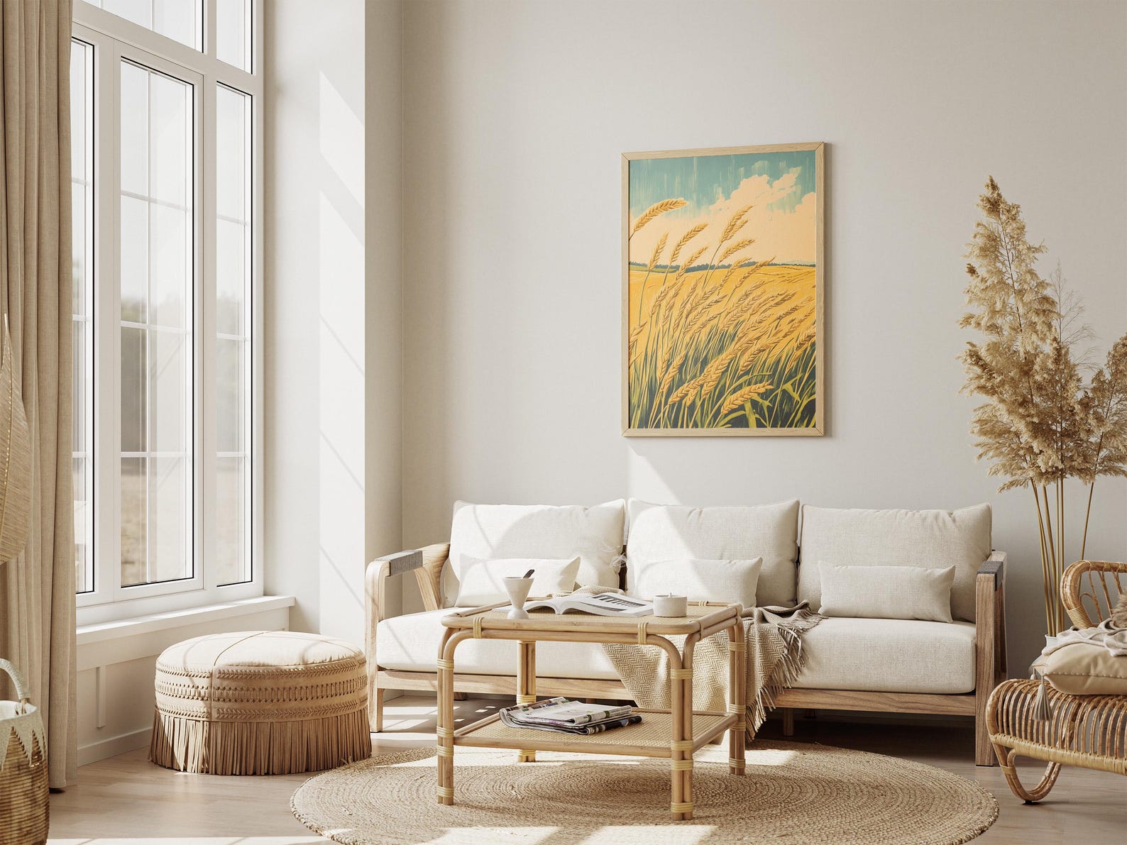 Wheat Field Poster Summer Landscape Art Print Golden Wheat Field Wall ...