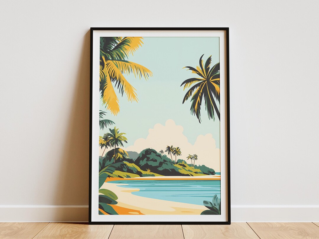 Aitutaki Island Cook Islands Poster Print Tropical Beach Vacation Home ...