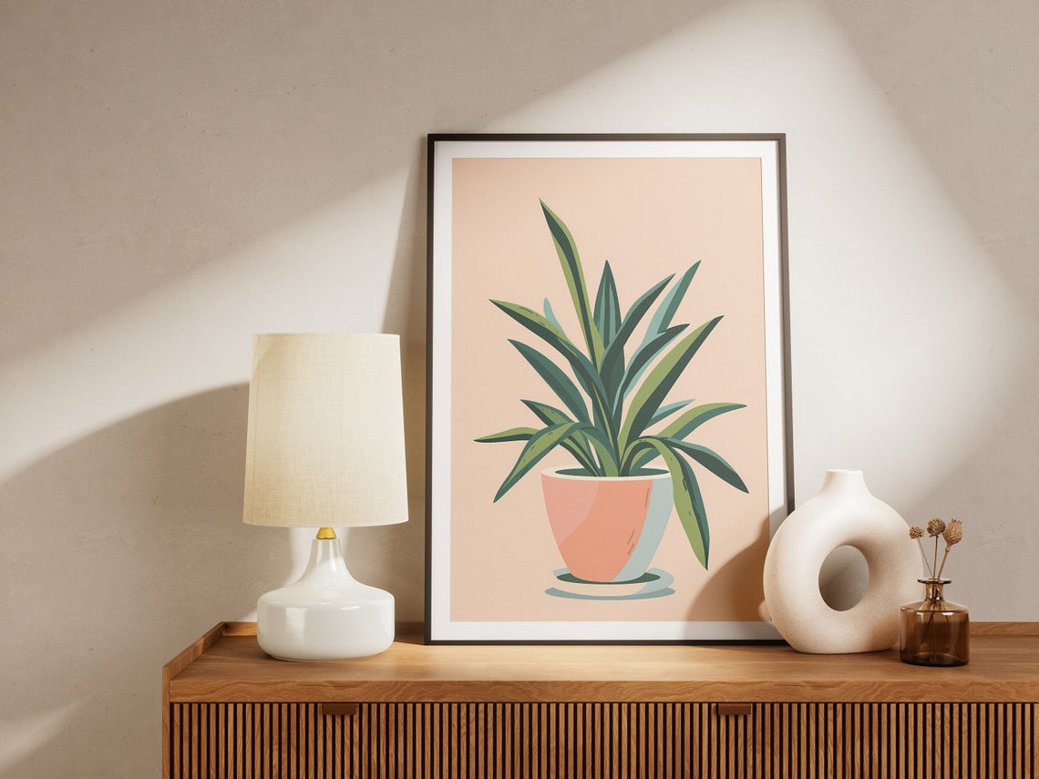 Minimalist Plant Poster Abstract Art Print Green Plant Illustration ...