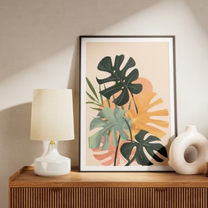 Tropical Leaf Poster Modern Minimalist Boho Art Print Wall Decor Home ...