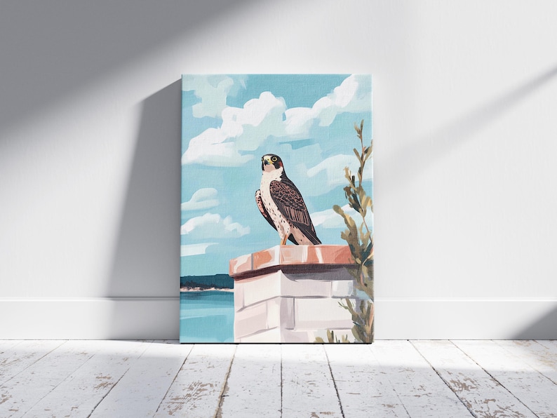 Peregrine Falcon Art Print Cliffside Perch Poster Bird of Prey ...