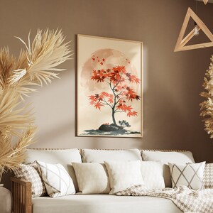 Japanese Maple Tree Poster Minimalist Art Print Autumn Leaf Wall Decor ...