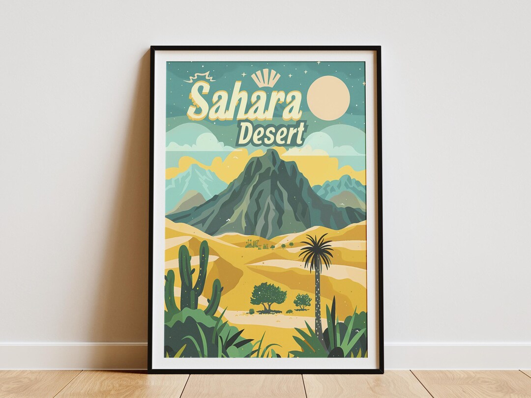 Sahara Desert Poster Minimalist Art Print Mid Century Modern Travel ...