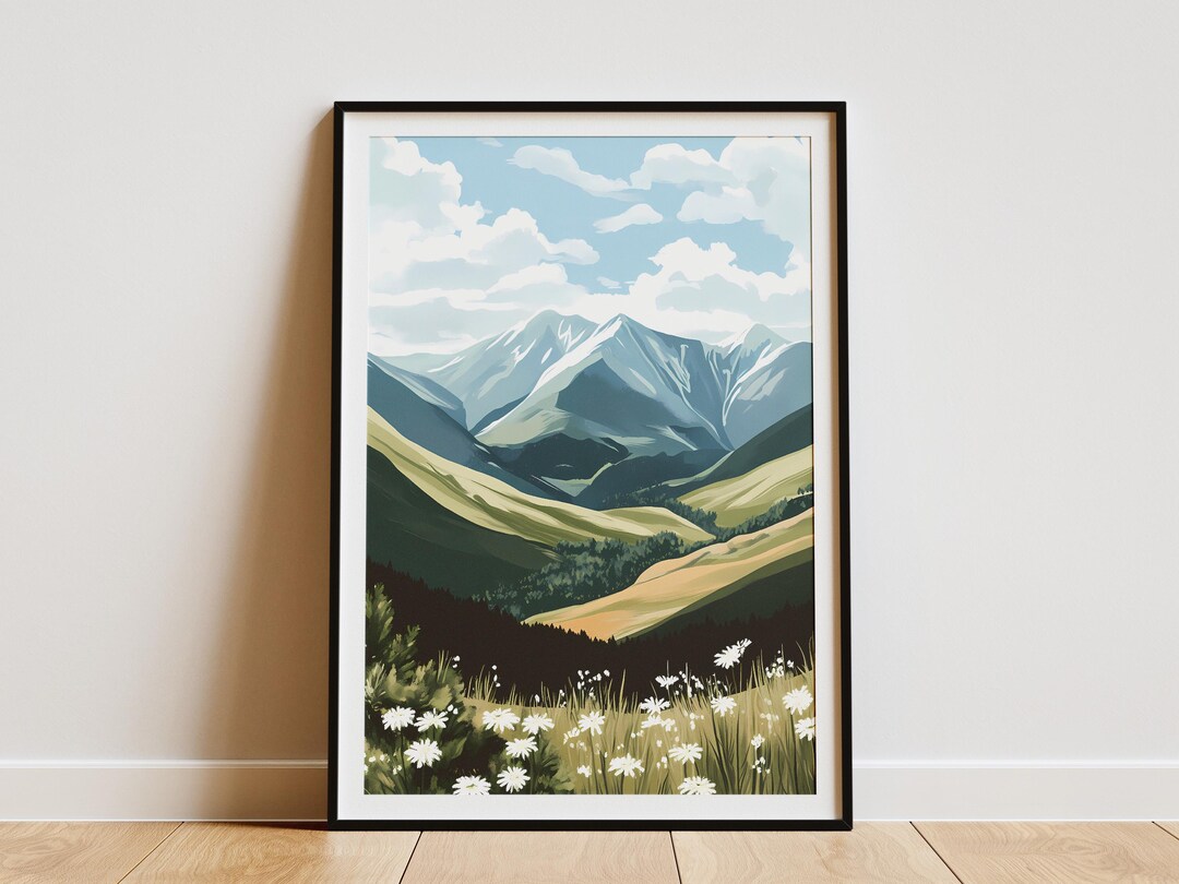 Mountain Range Poster Landscape Art Print Nature Wall Decor Modern ...