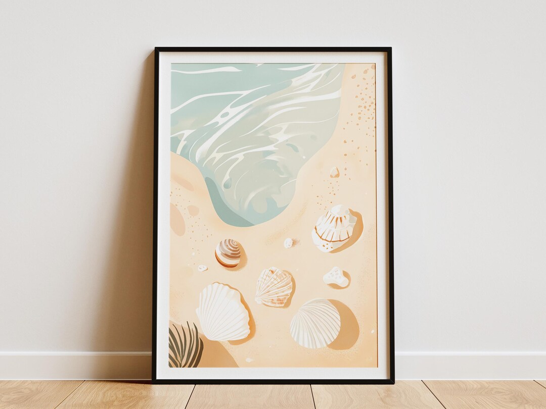 Seashell Tide Pool Beach Poster Coastal Summer Ocean Wall Art Print ...