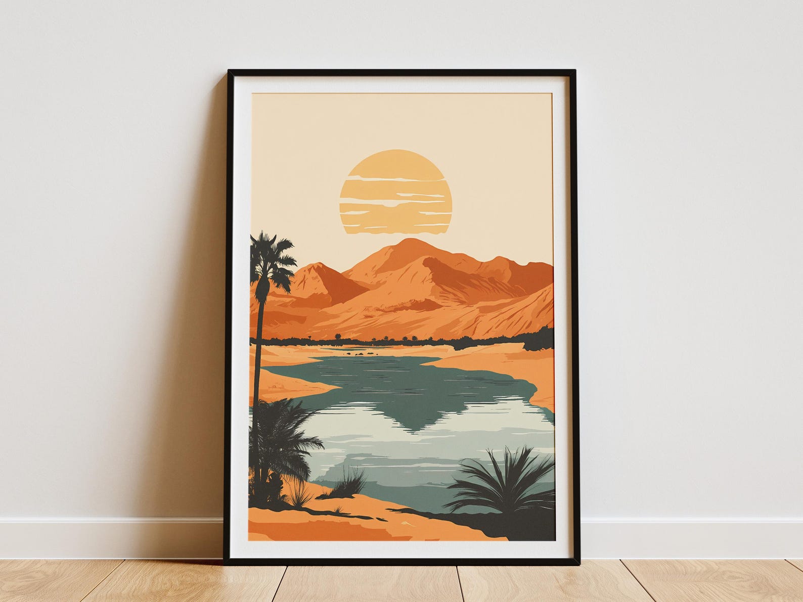 Ounianga Lakes Chad Desert Landscape Print African Oasis Poster Vintage ...