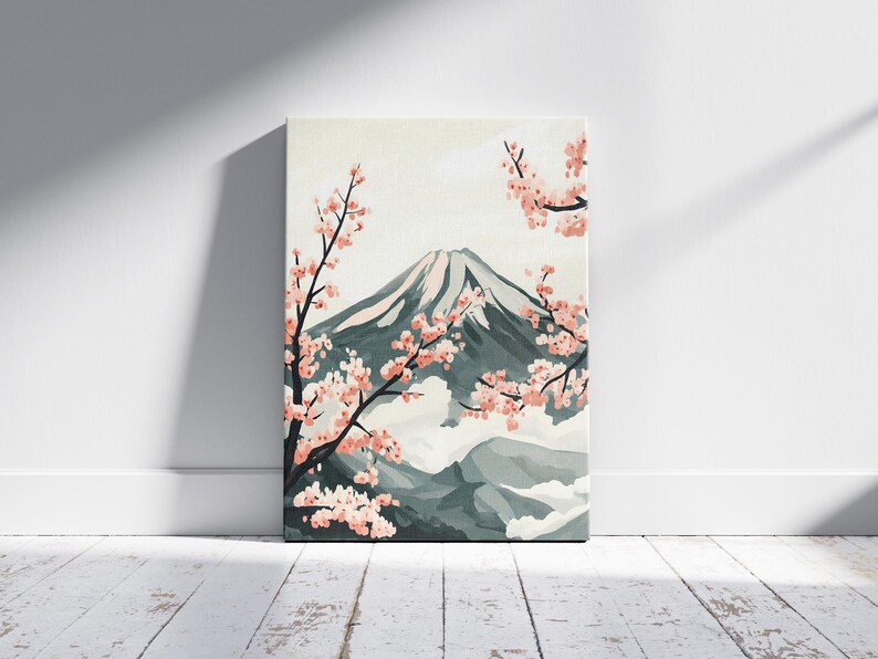 Japanese Cherry Blossom Tree Poster Mount Fuji Art Print Asian ...