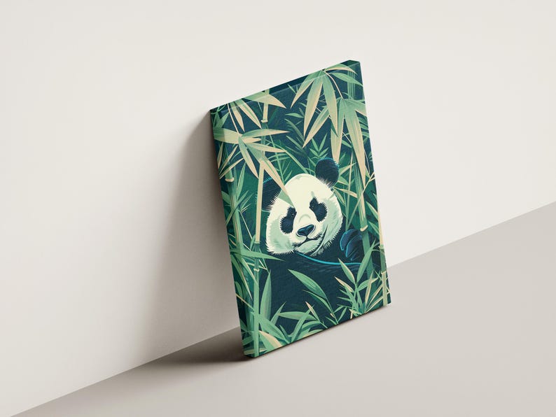 Panda in Bamboo Forest Poster Minimalist Animal Print Nature Art Wall ...