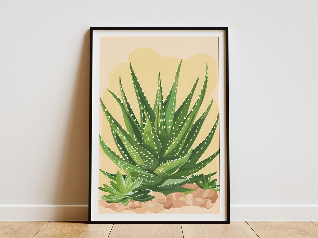Minimalist Aloe Vera Poster Plant Art Print Botanical Illustration Home ...