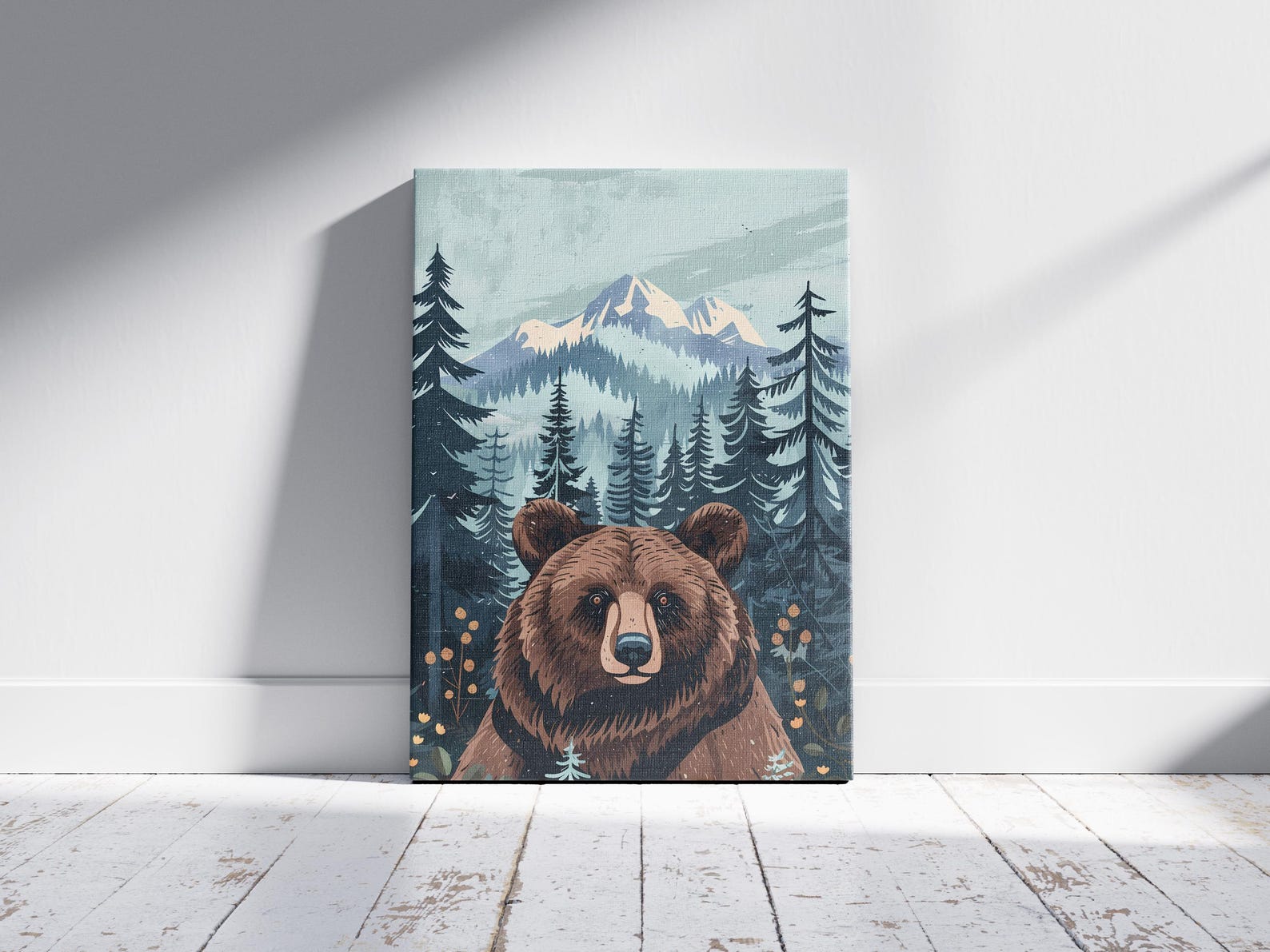 Forest Bear Poster Vintage Travel Poster Abstract Midcentury Modern ...