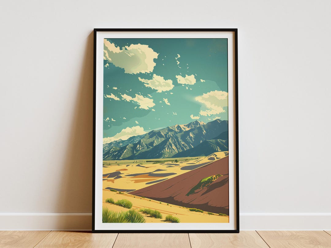 Great Sand Dunes National Park Poster Minimalist Art Print Landscape ...