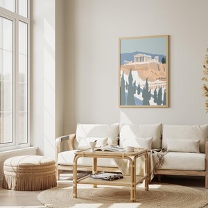 Athens Acropolis Print Greece Art Poster Modern Greek Architecture Wall ...