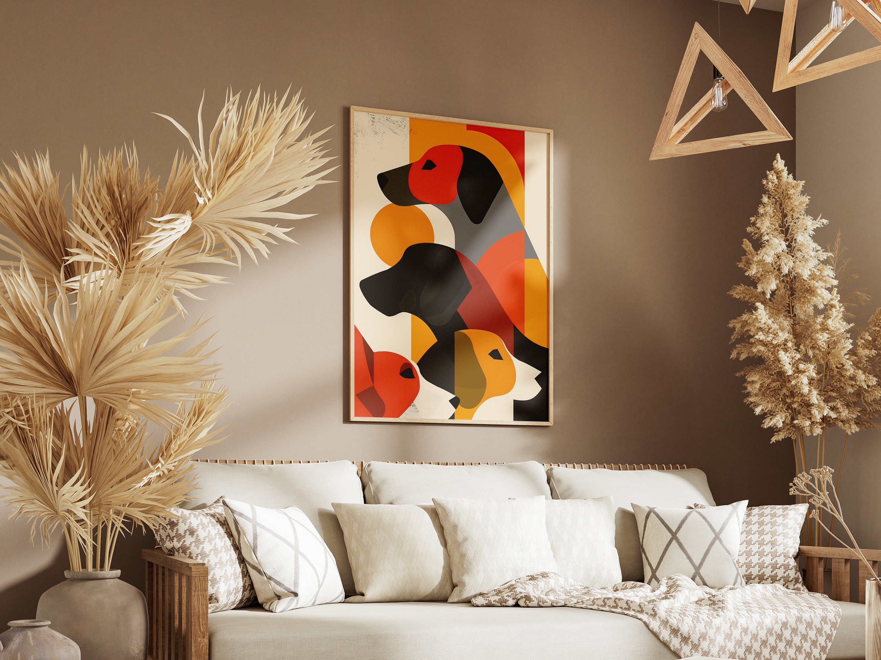 Minimalist Dog Poster Geometric Dog Art Print Abstract Animal Wall Art ...