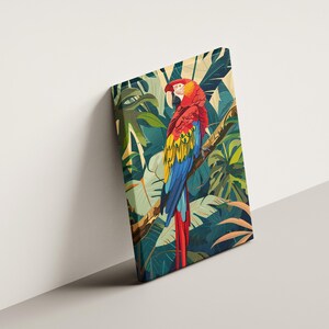 Tropical Rainforest Parrot Poster Colorful Bird Art Print Jungle Animal ...