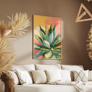 Agave Plant Illustration Minimalist Poster Botanical Art Print Modern ...