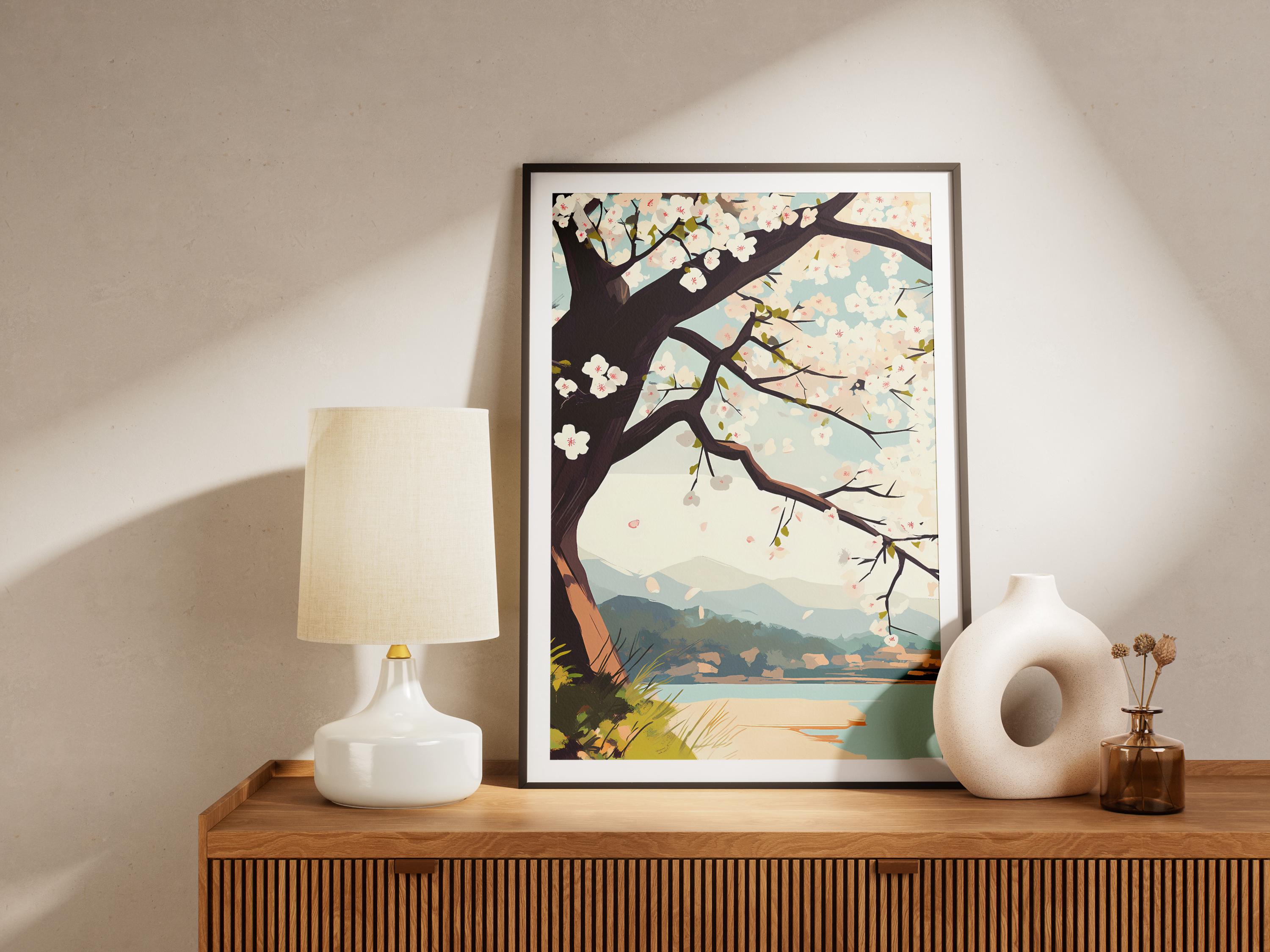 Cherry Blossom Tree Paper Poster Japanese Cherry Blossoms Pink White ...
