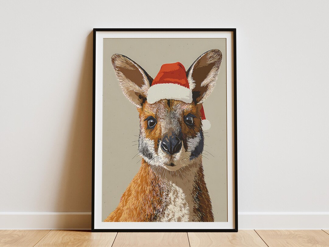 Festive Wallaby Christmas Art Print Adorable Australian Wildlife ...