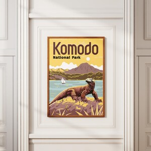 Komodo National Park Indonesia Art Print Vintage Travel Poster Mid ...