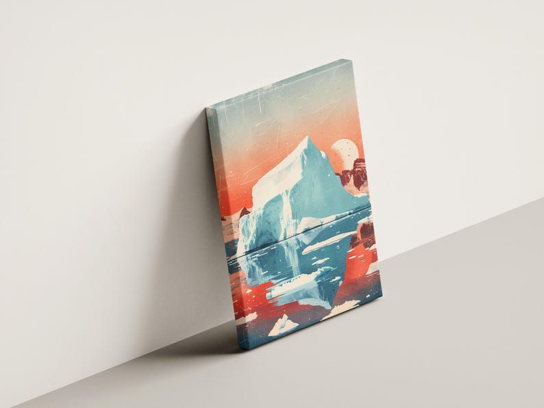 Minimalist Iceberg Poster Abstract Landscape Art Print Mid Century ...