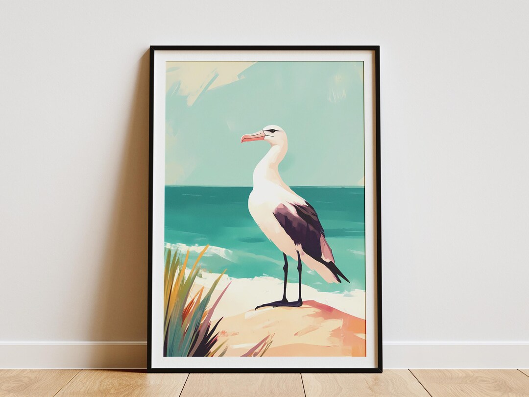 Albatross Art Print Ocean Bird Poster Coastal Wall Art Teal Beach House ...
