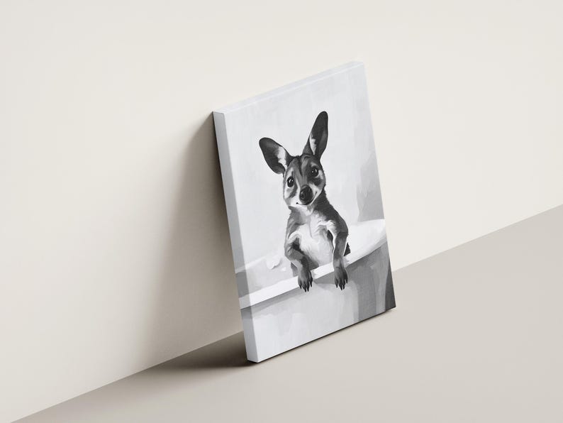 Kangaroo in Bathtub Poster Funny Animal Print Bathroom Wall Art ...