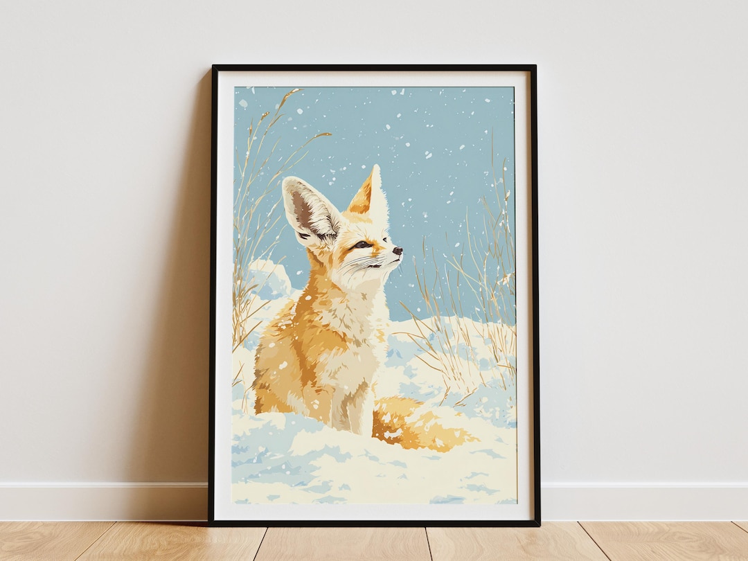Fennec Fox Winter Snow Poster Print Minimalist Wildlife Animal Art for ...