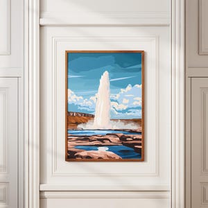 Iceland Geysir Poster Print Scandinavian Style Landscape Art Geothermal ...